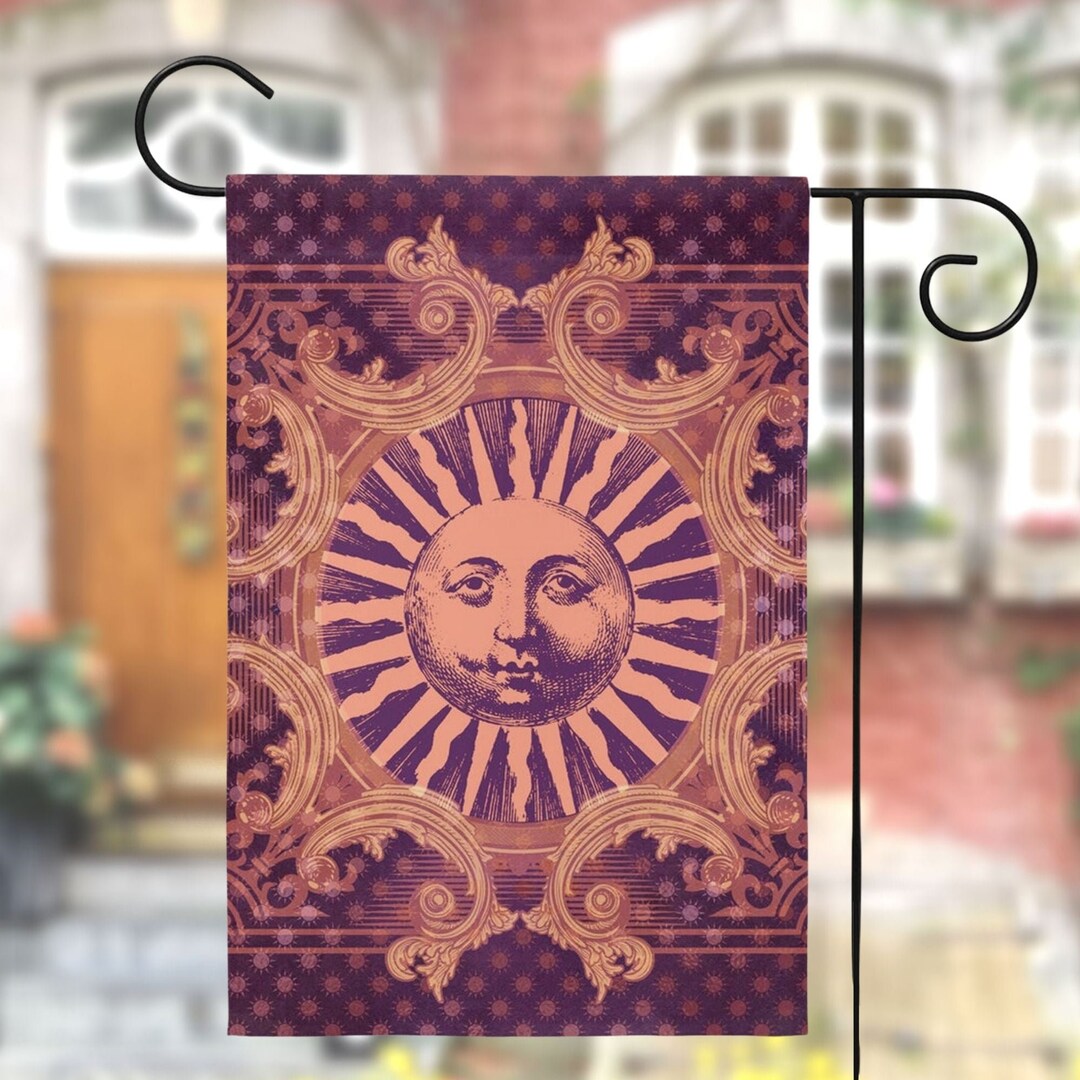 Celestial Sun Garden Flag Vintage Sun Design Yard Banner - Etsy