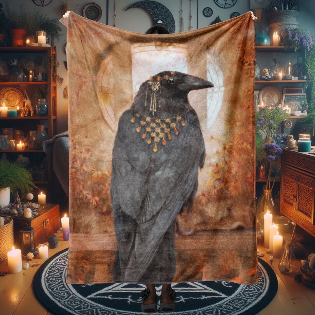 Fantasy Raven Blanket Couch Throw Plush Minky Bedspread Bedroom Soft ...