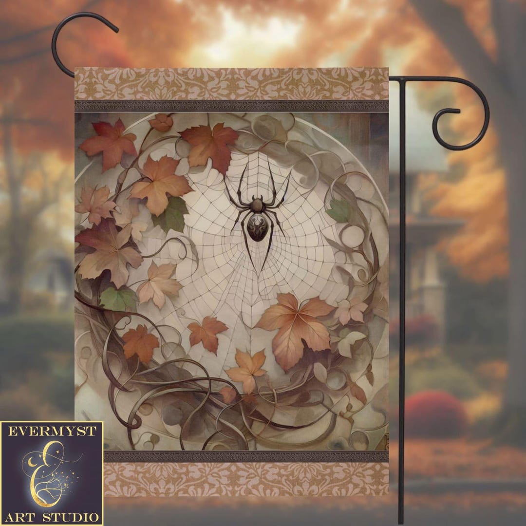 Spider Halloween Flag, Mabon Samhain Fall Garden Flag, Cottagecore Boho ...