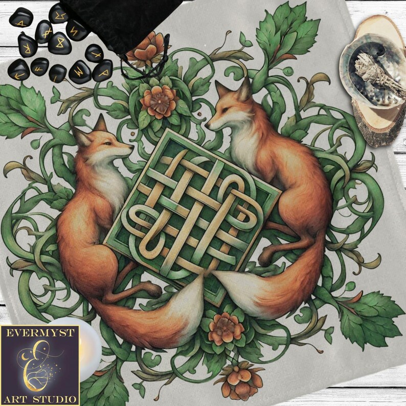 Celtic Altar Cloth or Tarot Mat - Fox Animal Totem Celtic Altar Tarot ...