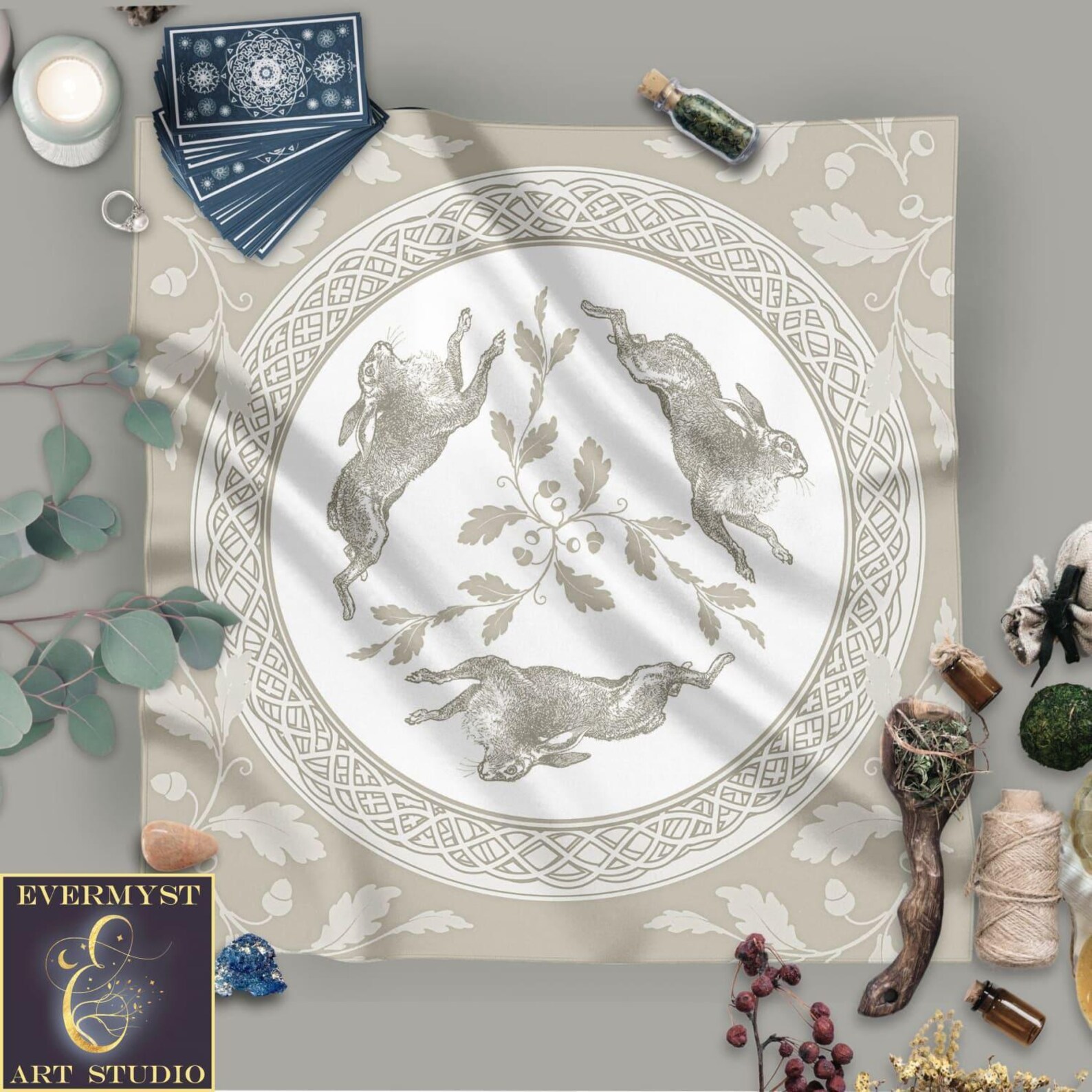 Celtic Hare Altar Cloth - Wiccan Pagan Decor With Rabbit Design - Etsy