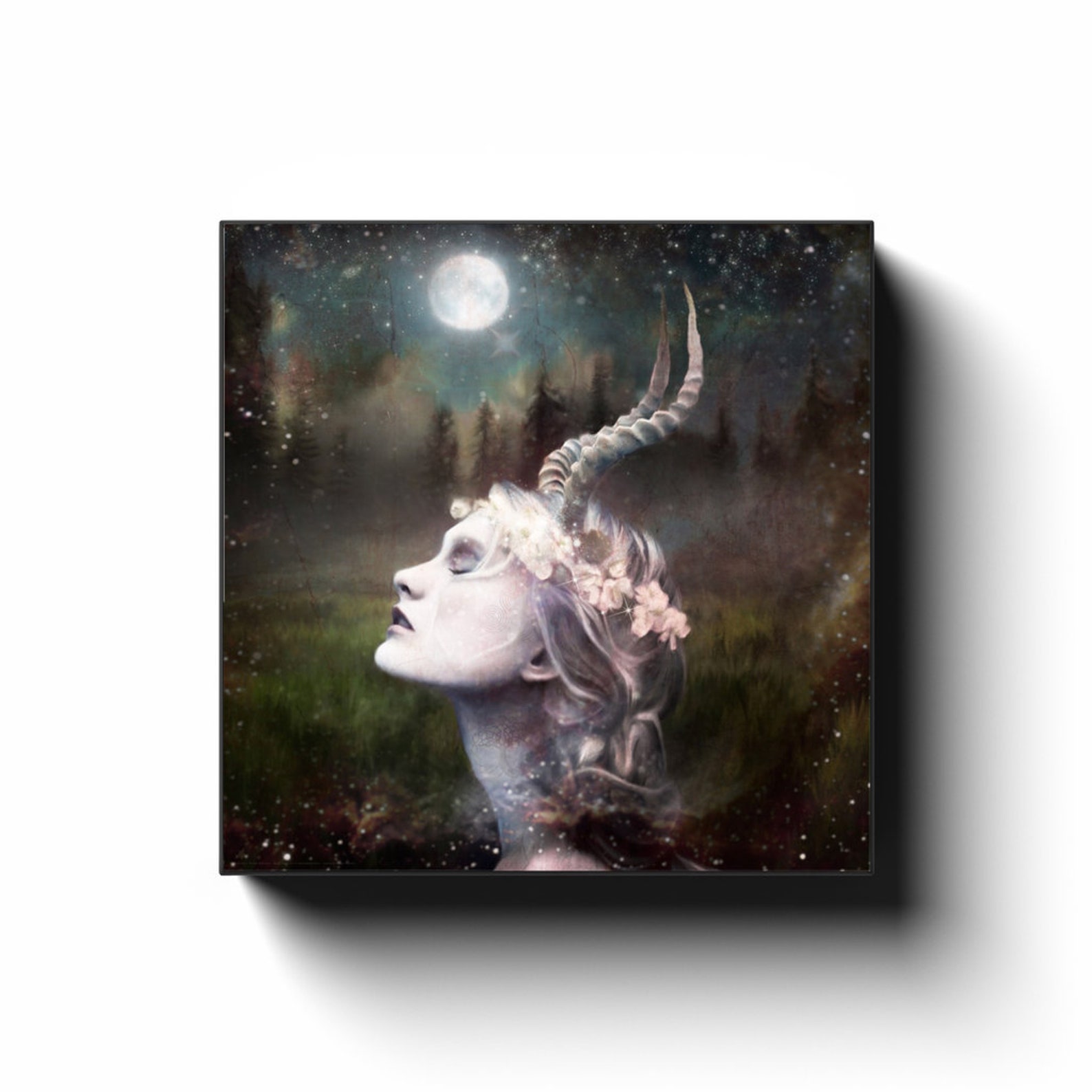 Horned Goddess Art Lady Love Goddess Goddess Canvas Pagan | Etsy