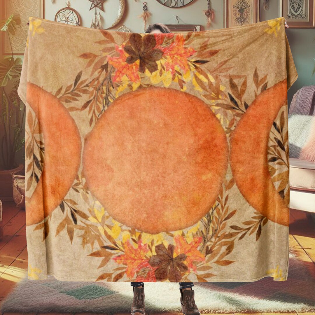 Throw Blanket, Falling Leaves Triple Moon Blanket, Bedroom Throw ...