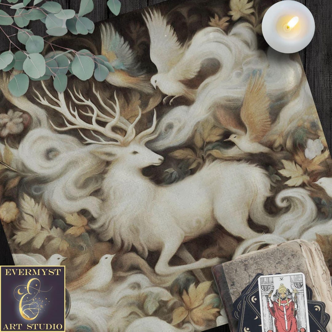 Stag Deer Altar Cloth or Tarot Mat - Animal Wildlife Altar Tarot Witch ...