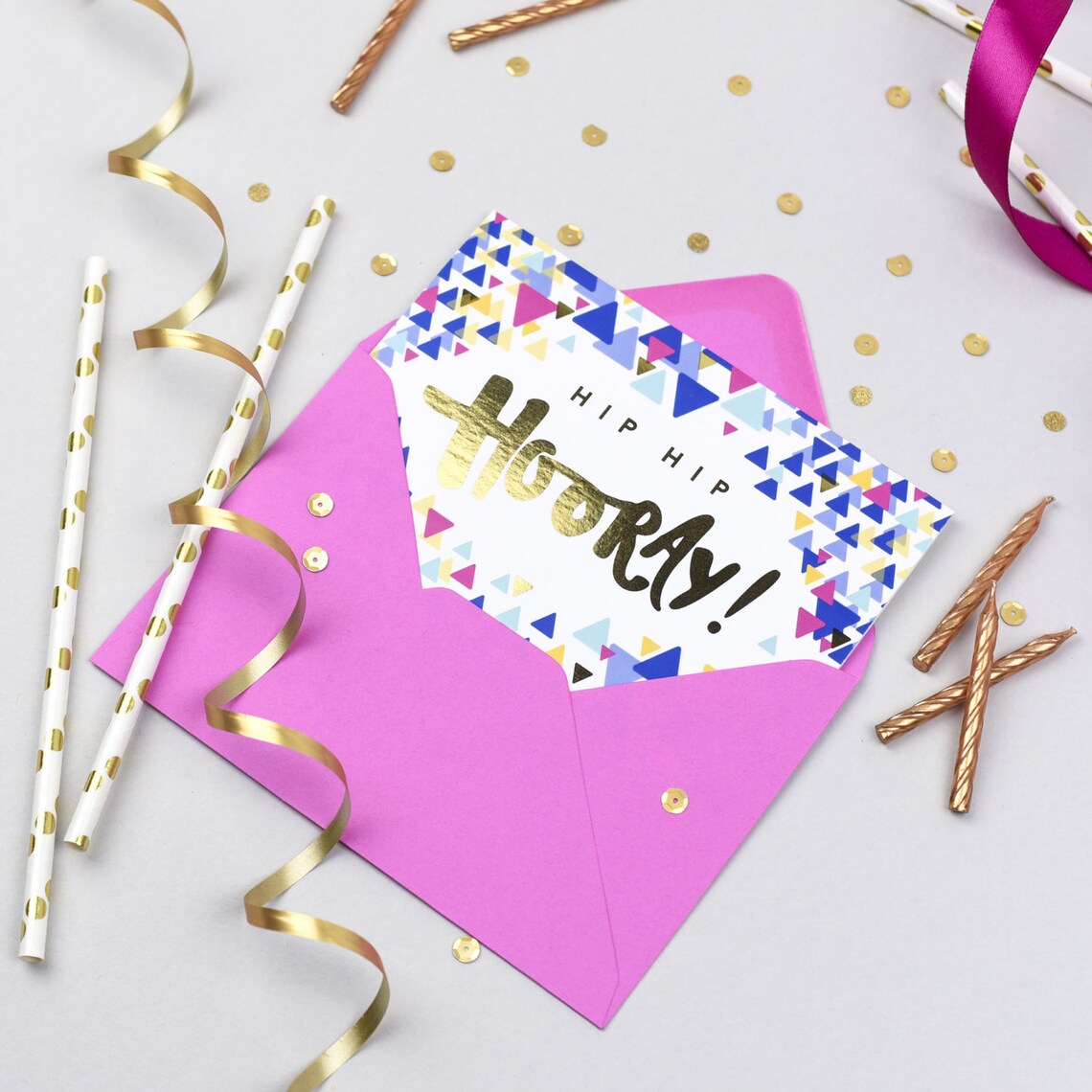 Hip Hip Hooray Gold Foil Card - Etsy