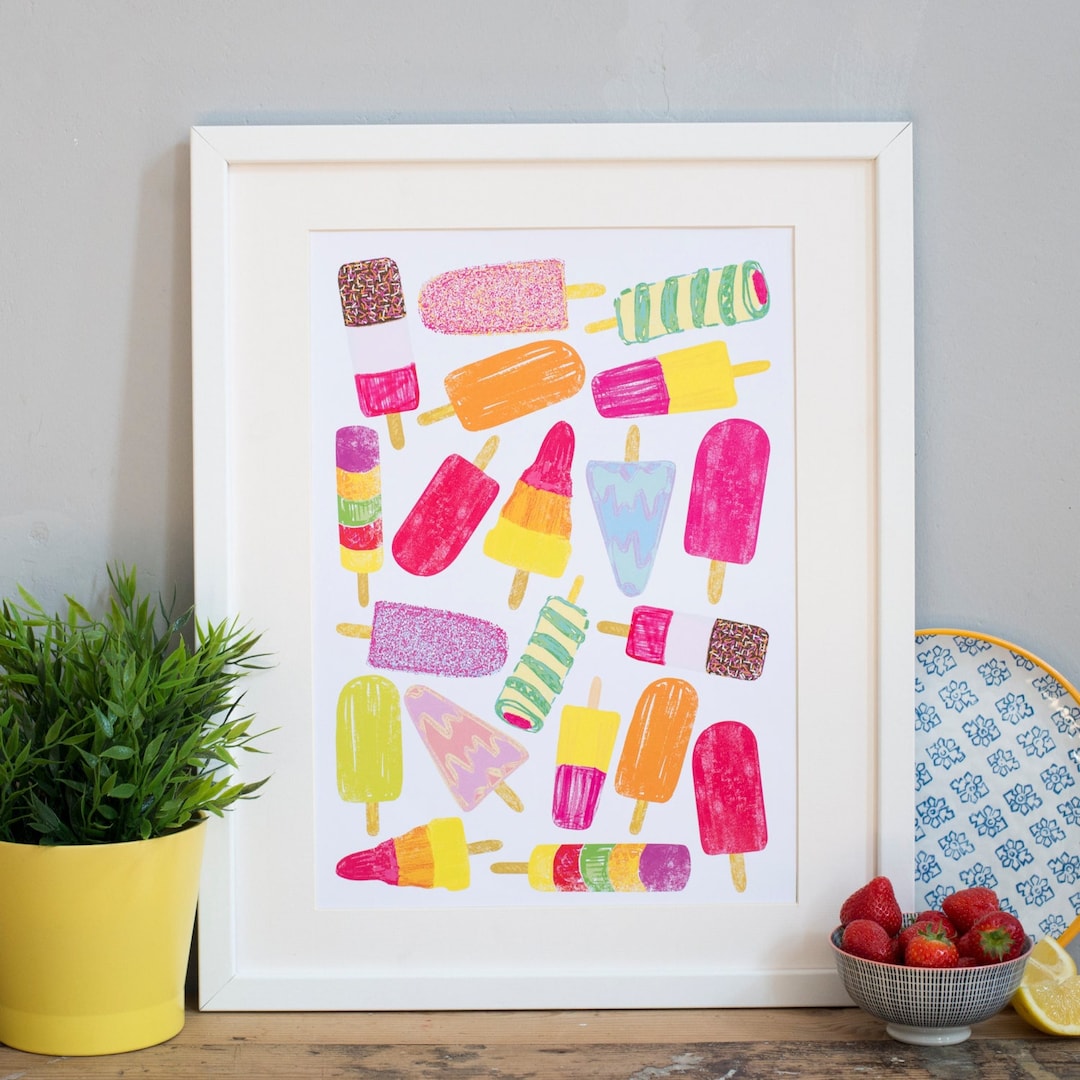 Ice Lollies & Icecream A3 Illustrated Print - Etsy