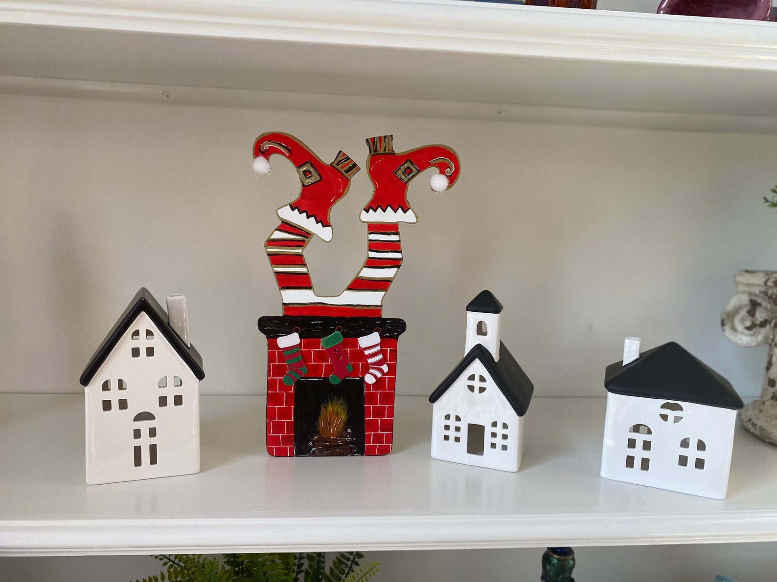 Santa Stuck in Fireplace| Holiday Decor |christmas Decorations - Etsy