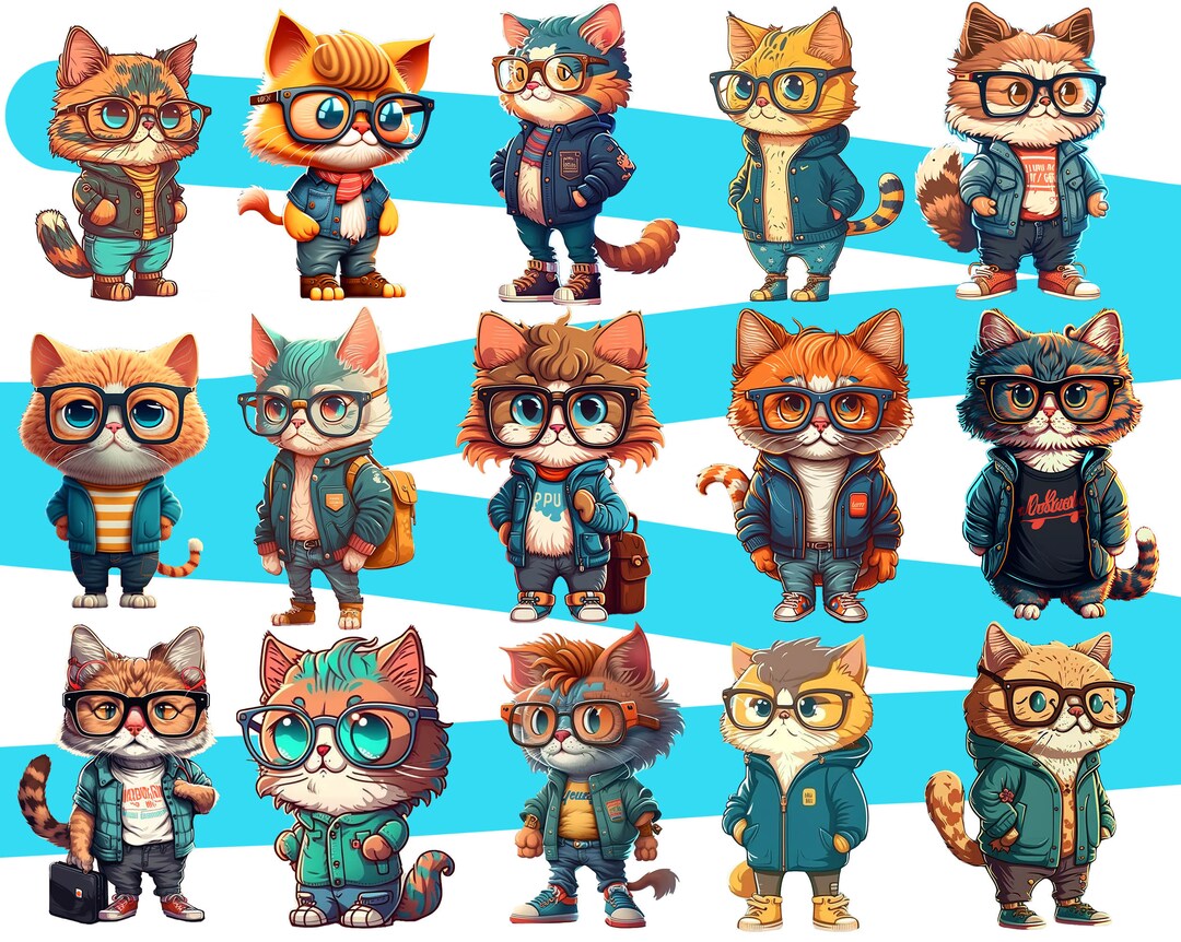 80's Cats PNG Bundle Clip Art - Etsy