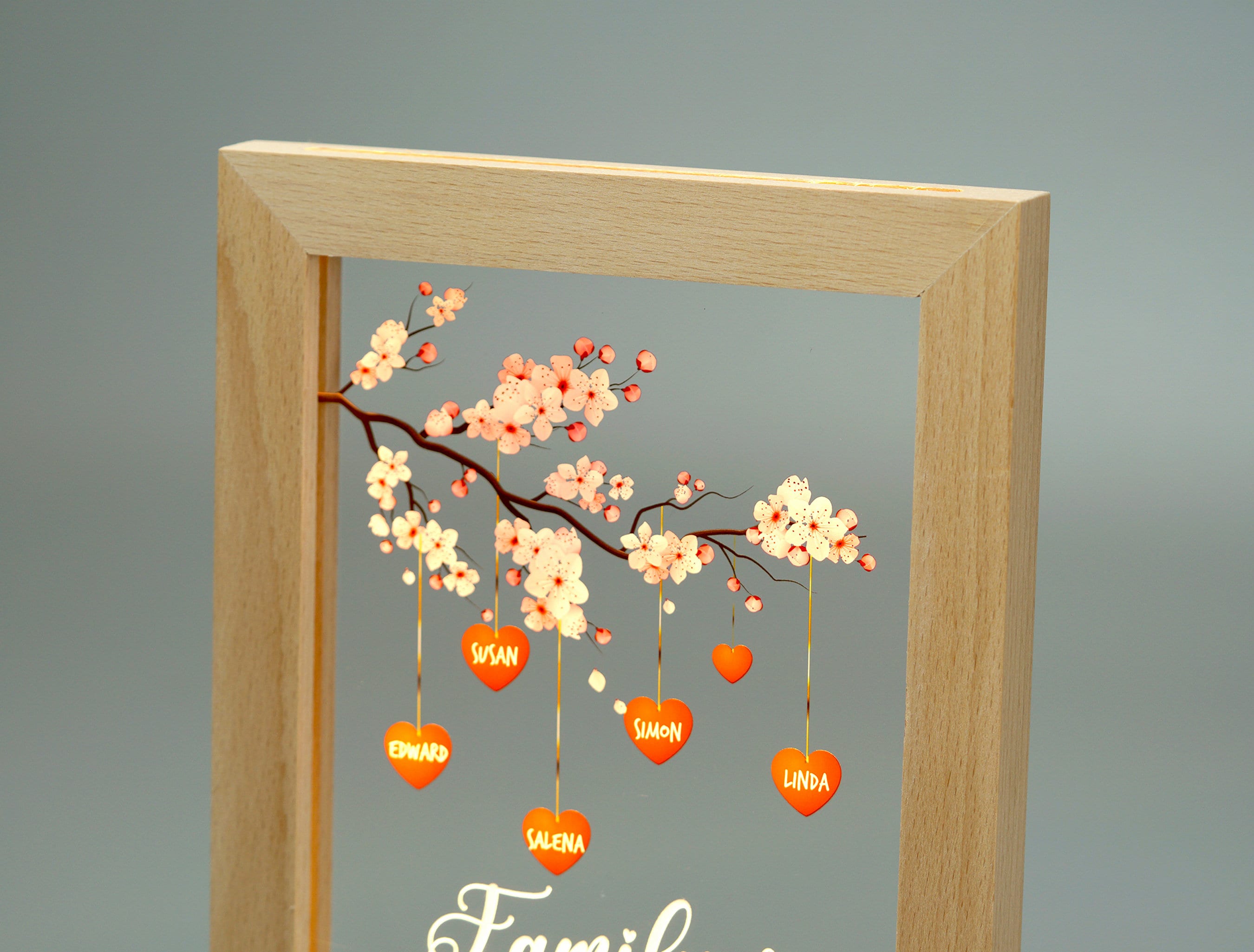 Custom Family Tree Picture Frame With LED Light, Family Tree Gift, Our ...