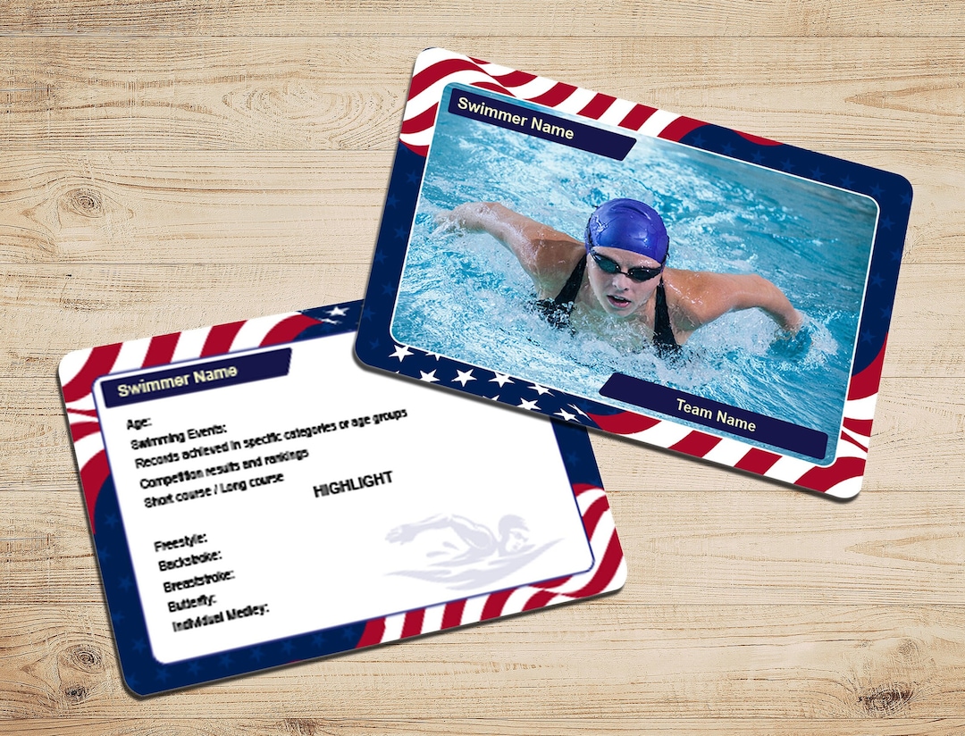 Personalized Swimming & Diving Metal Trading Card, Custom Printed ...