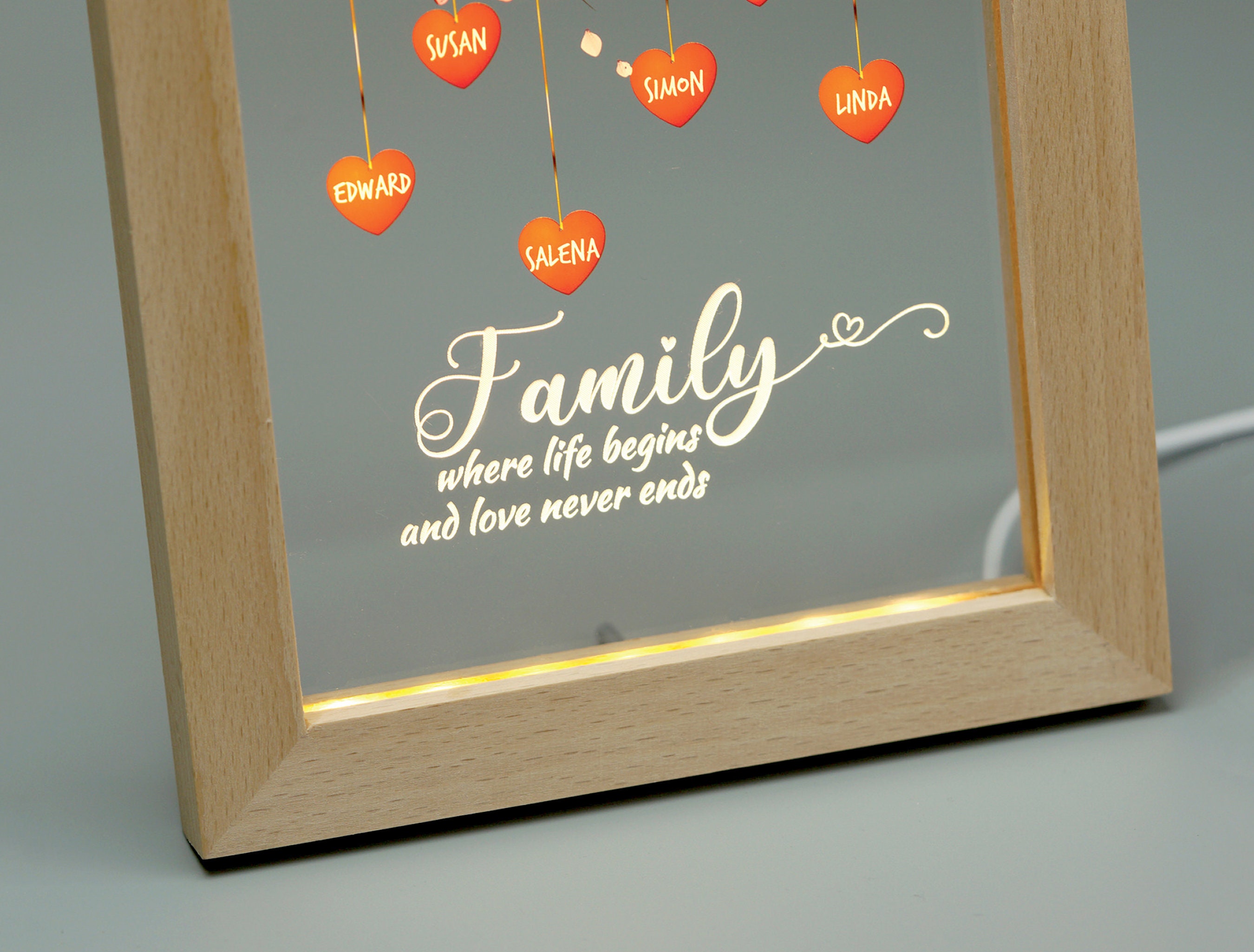 Custom Family Tree Picture Frame With LED Light, Family Tree Gift, Our ...