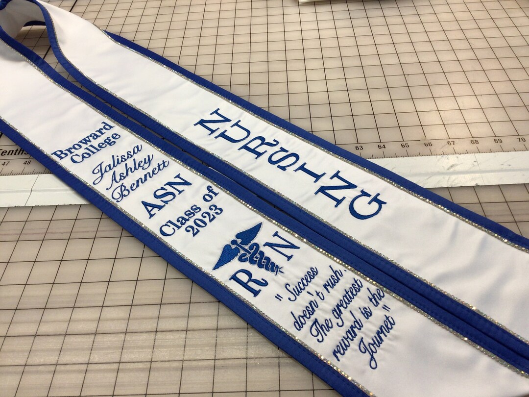 Graduation Stoles Slanted Silver Rhinestones Strip/nursing/college Name ...