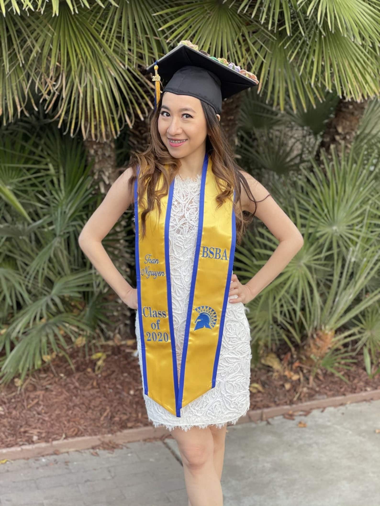 Graduation Stoles Slanted or Pointed/right Side SJSU Vertical / Degree ...
