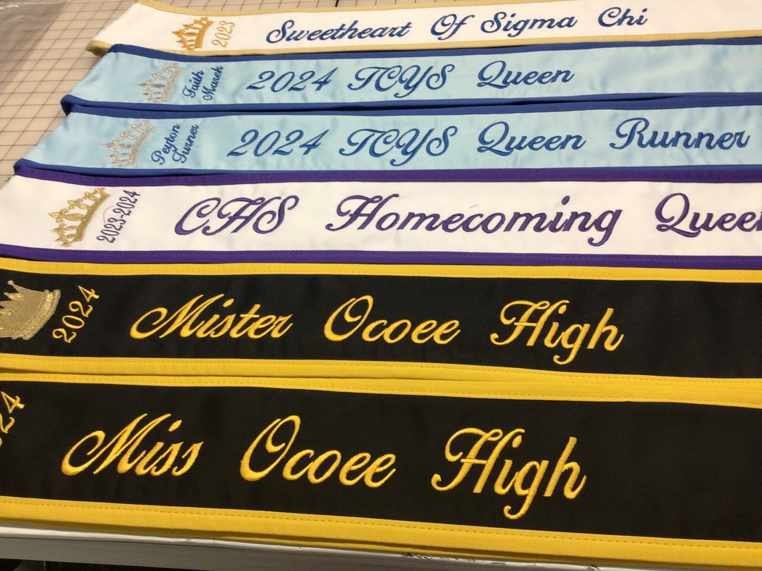 Pageant Sashes/with a Trim /crown on Shoulder / Personalize Your ...