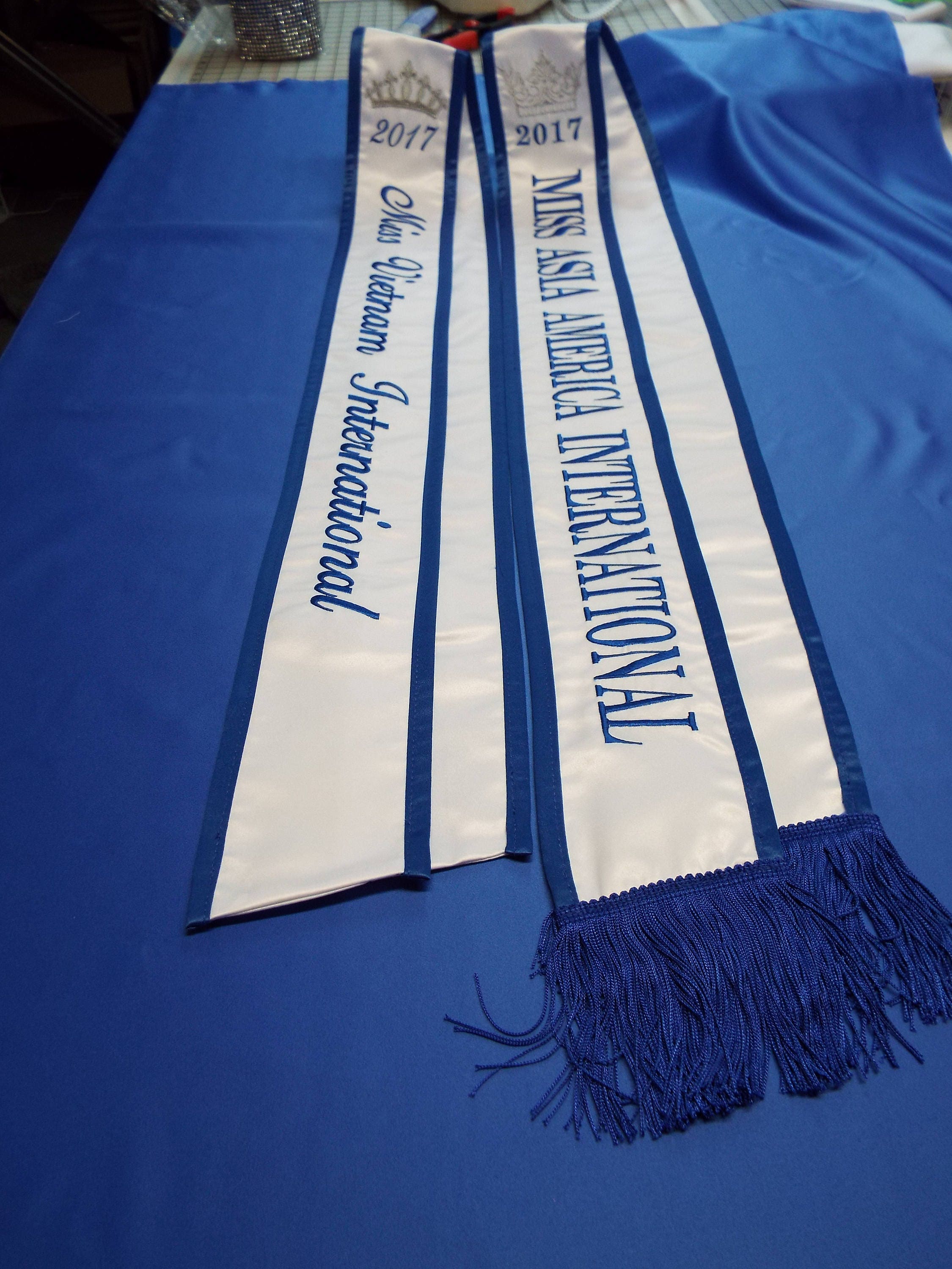 Pageant sashes/with a Trim /Crown on shoulder / Personalize | Etsy