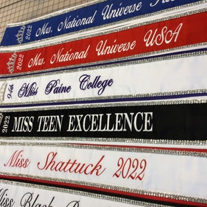 Pageant Sashes / Heavyweight Satin / Silver Rhinestones Front Only ...