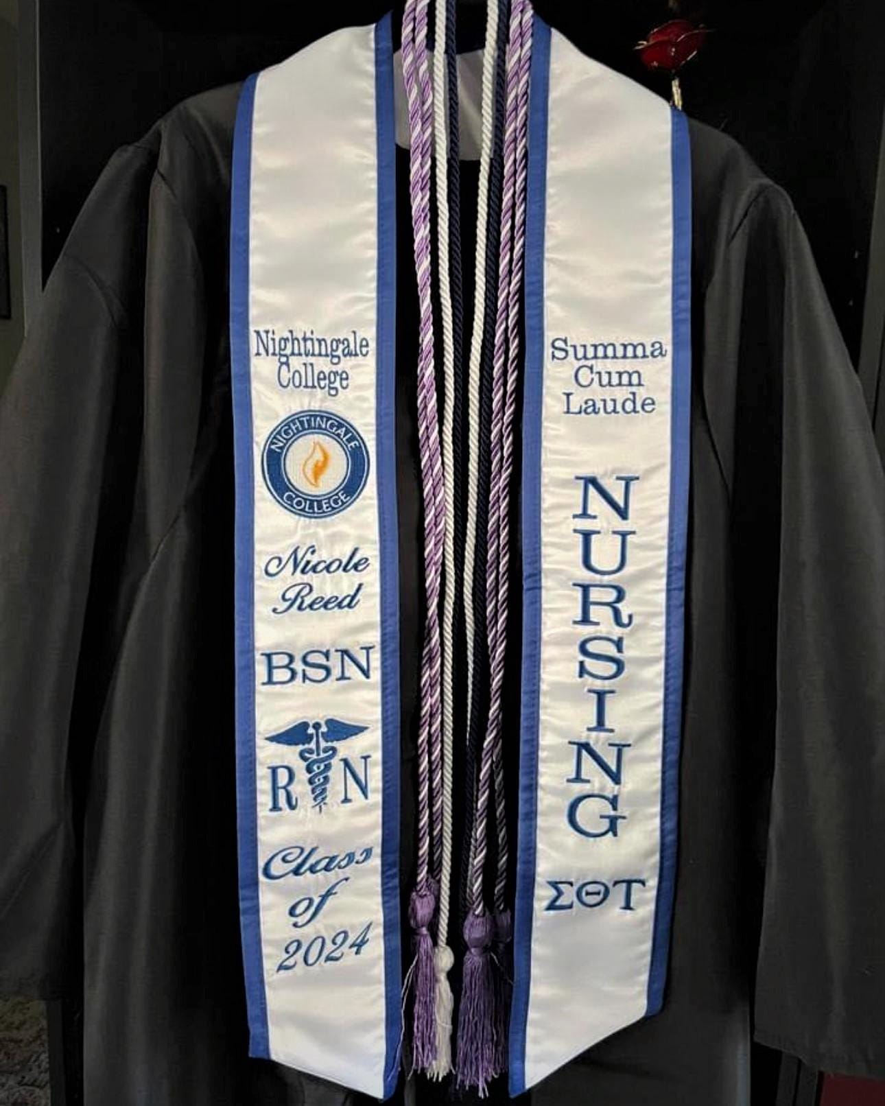 Nightingale College Graduation Stole, Nursing, Personalized With Name ...