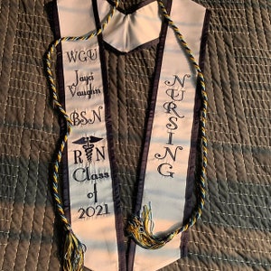 Graduation Stoles Slanted /nursing Vertical / College Name /your Name ...