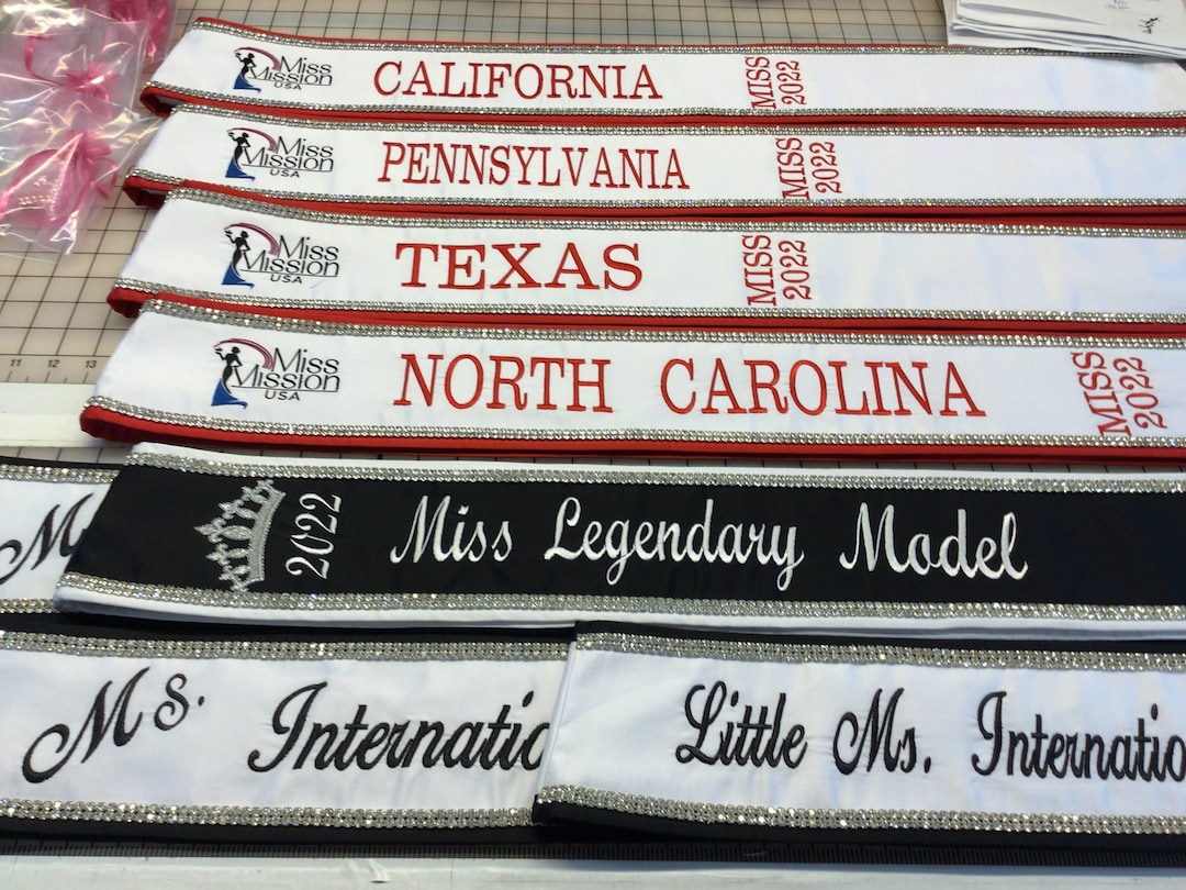 Pageant Sashes In/ Heavyweight Satin /double Row Front Only Rhinestones ...