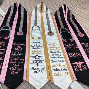 Personalized Graduation Stole, Stethoscope in Diamond Mesh With ...