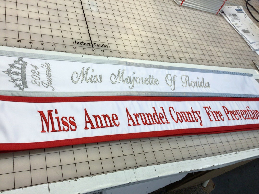 Pageant Sashes/with a Trim /crown on Shoulder / Personalize Your ...