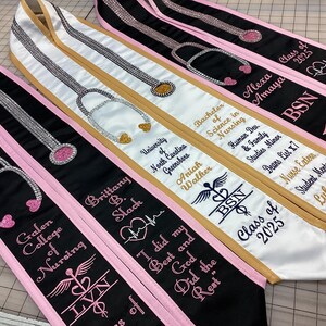 Personalized Graduation Stole, Stethoscope in Diamond Mesh With ...