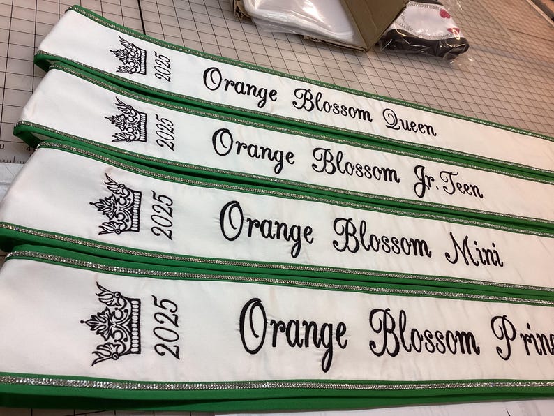 Pageant Sashes/ Trim/ Crown With Year/ Silver Rhinestones Single Row ...