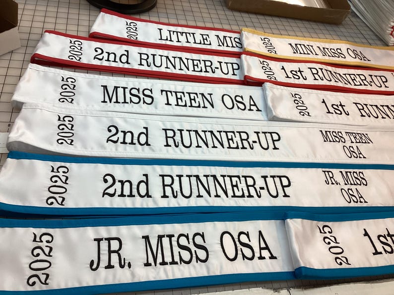 Pageant Sashes /silver Crown 202X / Satin Color and Trim Color From ...