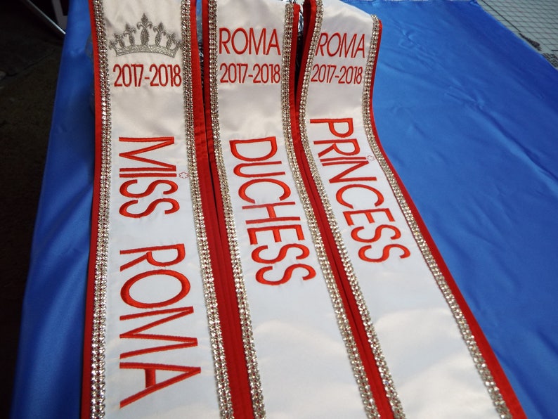 Pageant Sashes In/ Heavyweight White Satin / Red Satin Trim | Etsy