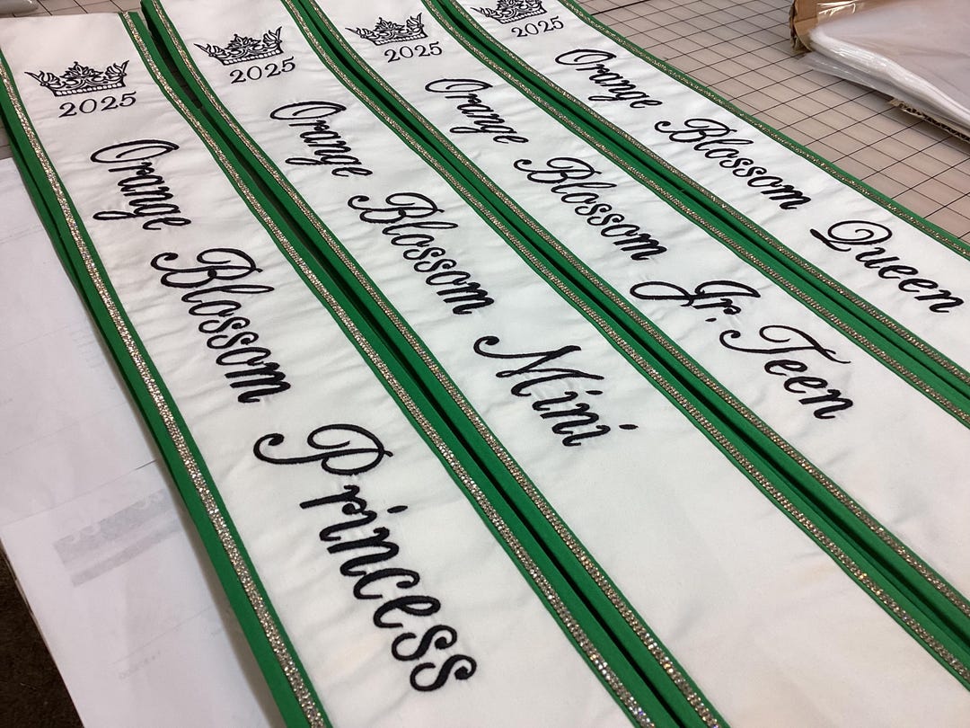 Pageant Sashes/ Trim/ Crown With Year/ Silver Rhinestones Single Row ...