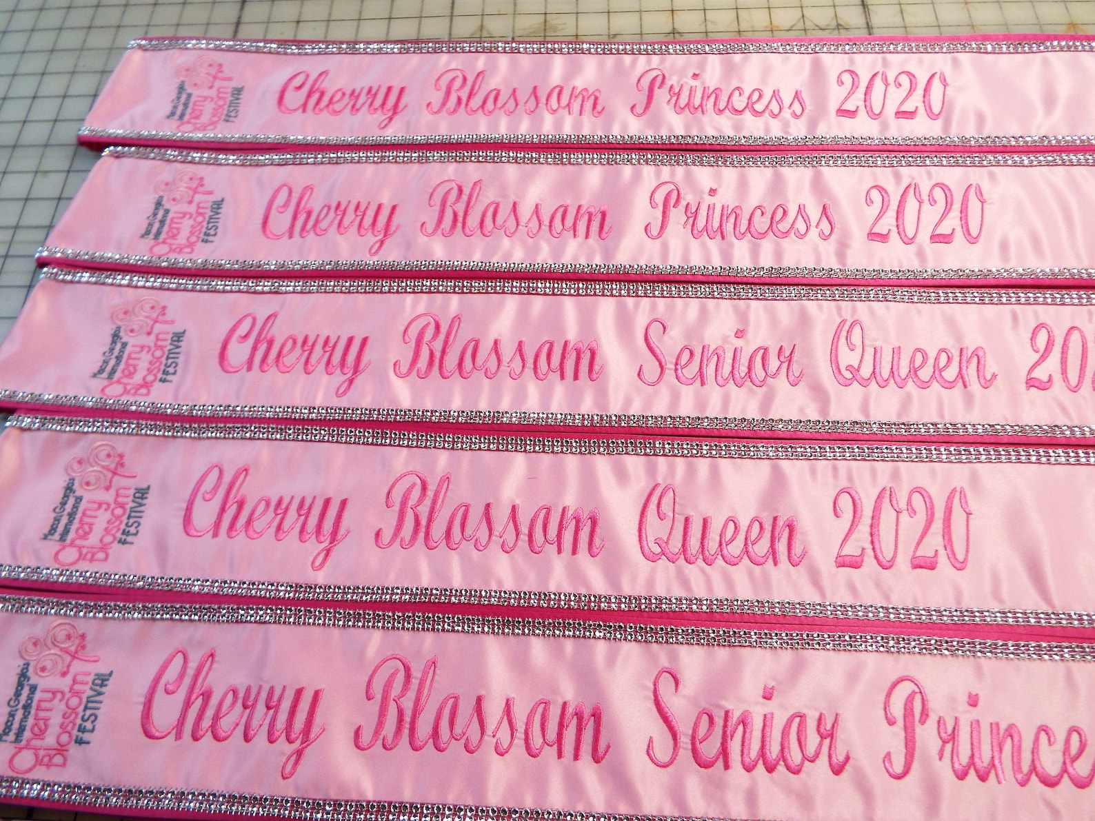 Pageant Sashes Pink Satin / Hot Pink Trim/ 16 Diamond | Etsy