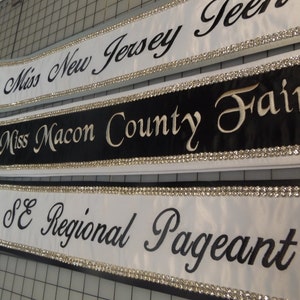 Pageant Sashes / Heavyweight Satin / Satin Trim / Crystal Rhinestones ...