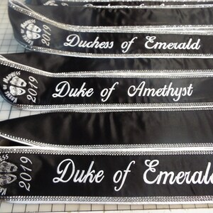Custom Pageant Sash: Black Satin, Rhinestone Mesh, Crown Design - Etsy