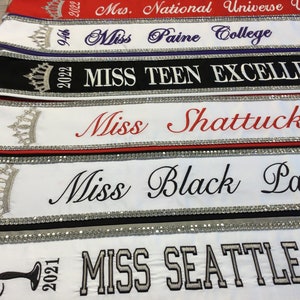 Pageant Sashes / Heavyweight Satin / Silver Rhinestones Front Only ...