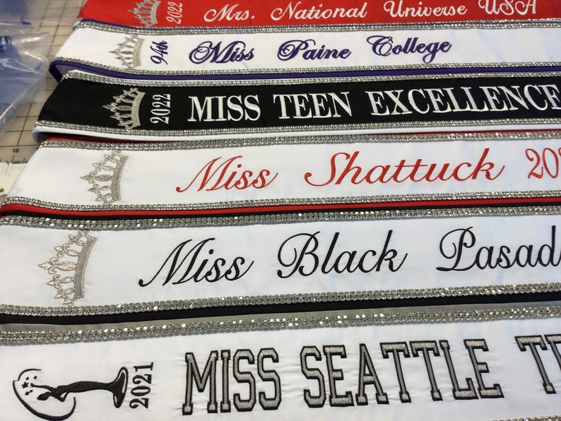 Pageant Sashes / Heavyweight Satin / Silver Rhinestones Front Only ...