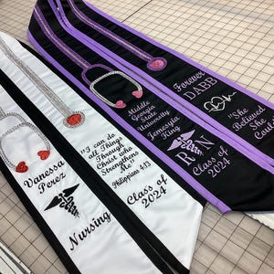 Personalized Graduation Stole, Stethoscope in Diamond Mesh With ...