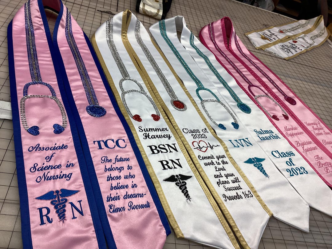 Personalized Graduation Stole, Stethoscope in Diamond Mesh With ...