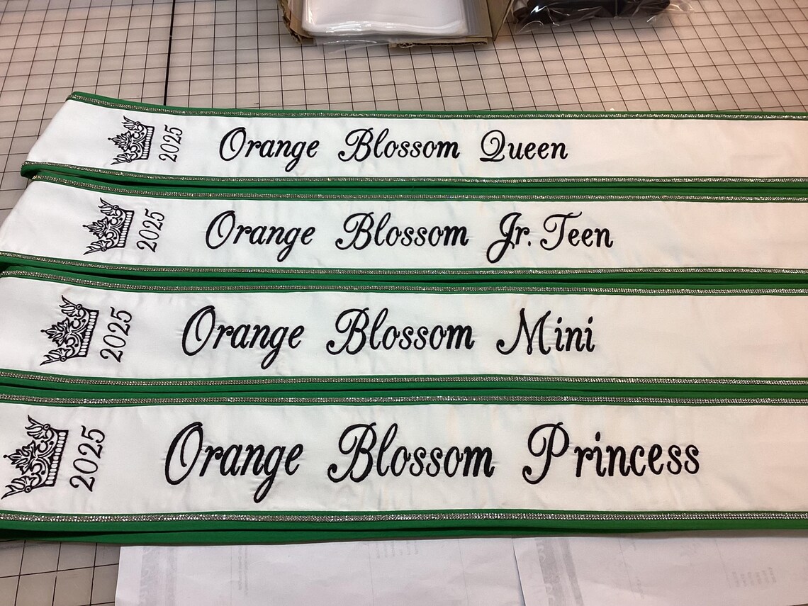 Pageant Sashes/ Trim/ Crown With Year/ Silver Rhinestones Single Row ...