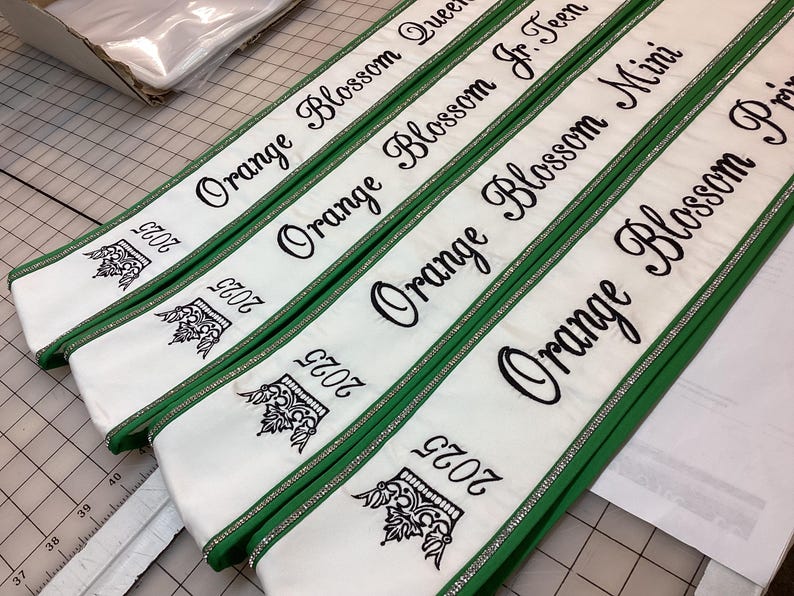 Pageant Sashes/ Trim/ Crown With Year/ Silver Rhinestones Single Row ...