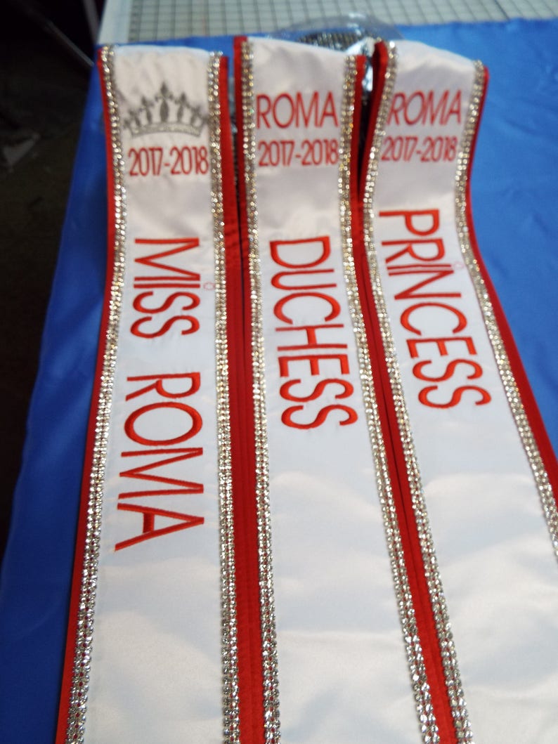 Pageant Sashes In/ Heavyweight White Satin / Red Satin Trim | Etsy