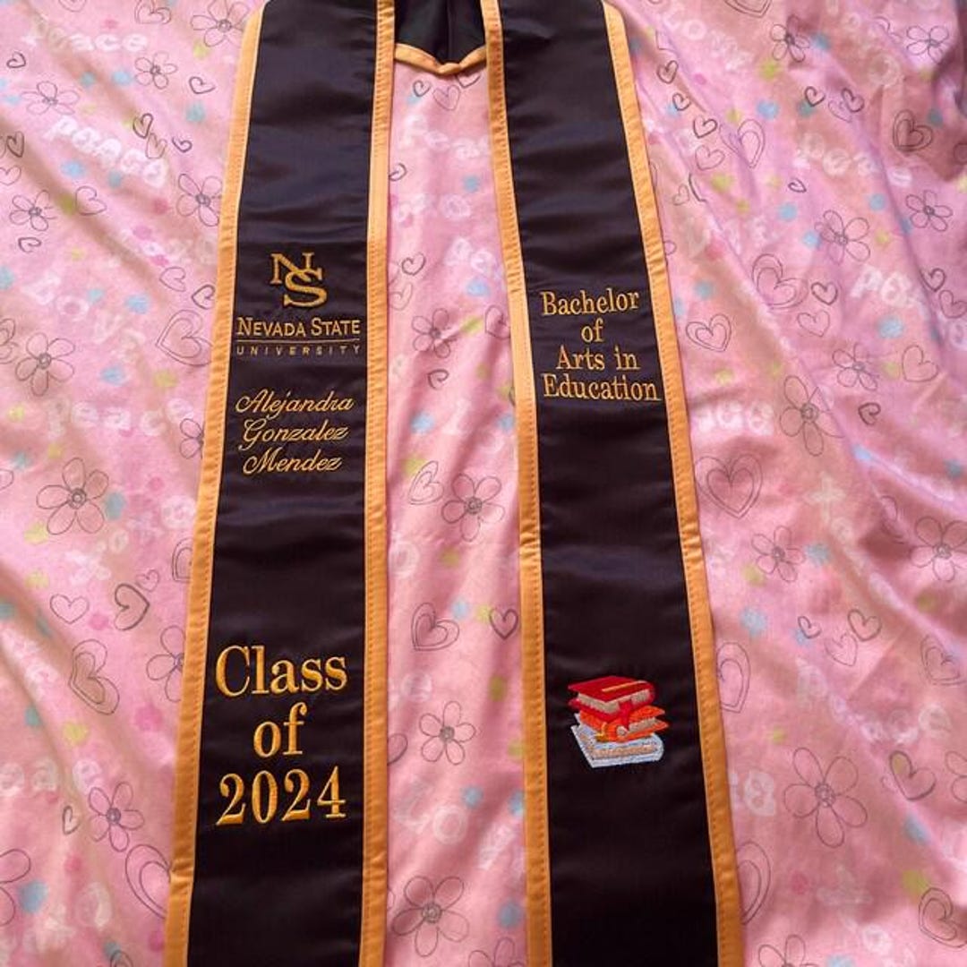 Graduation Stoles Pointed/black or Gold /NSU Logo University/your Name ...