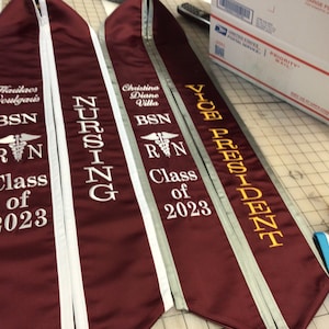 Graduation Stoles Slanted/ Nursing Vertical Only /college Name/ Your ...