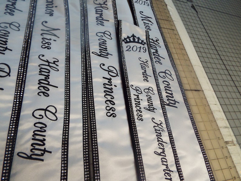 Pageant Sashes White Satin / Black Trim/ Number 17 Diamond - Etsy