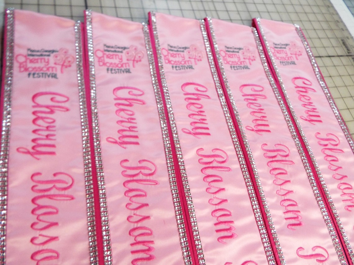 Pageant Sashes Pink Satin / Hot Pink Trim/ 16 Diamond - Etsy