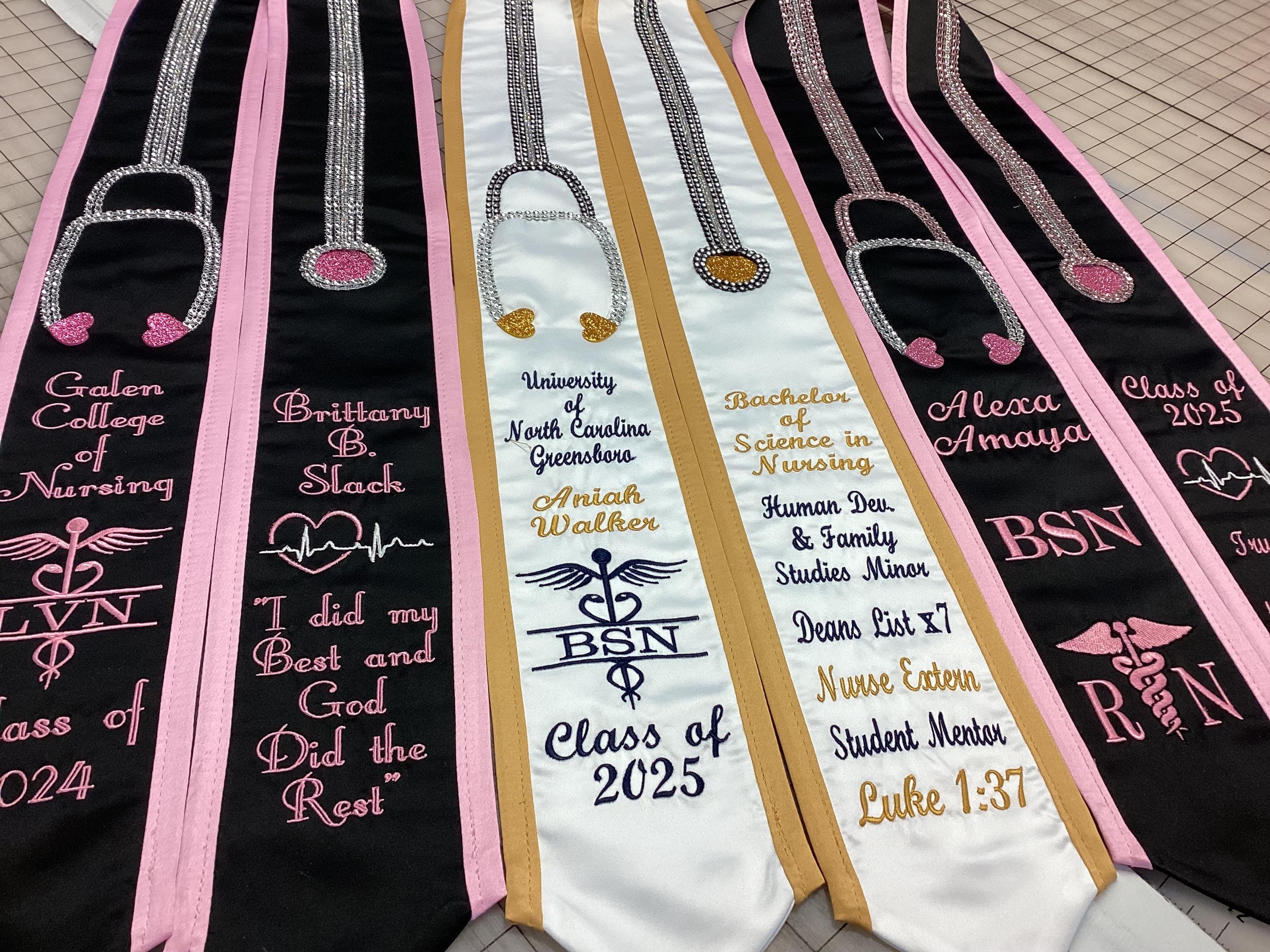 Graduation Stole, Rhinestone Stethoscope, Personalized Sash - Etsy