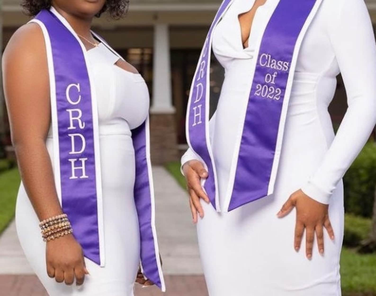 Graduation Stoles Slanted/ 4 LETTERS Vertical or Less /class of 20XX / NO ADDING Wording or ...