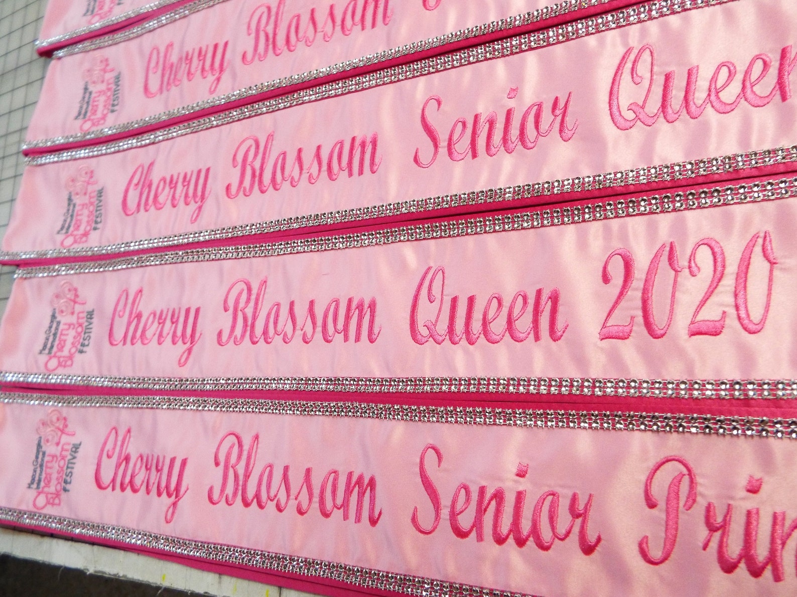 Pageant Sashes Pink Satin / Hot Pink Trim/ 16 Diamond | Etsy