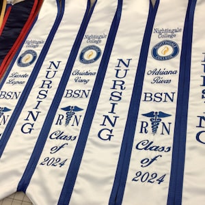 Graduation Stoles/nightingale College /logo/name/bsn/r Caduceus N/year ...