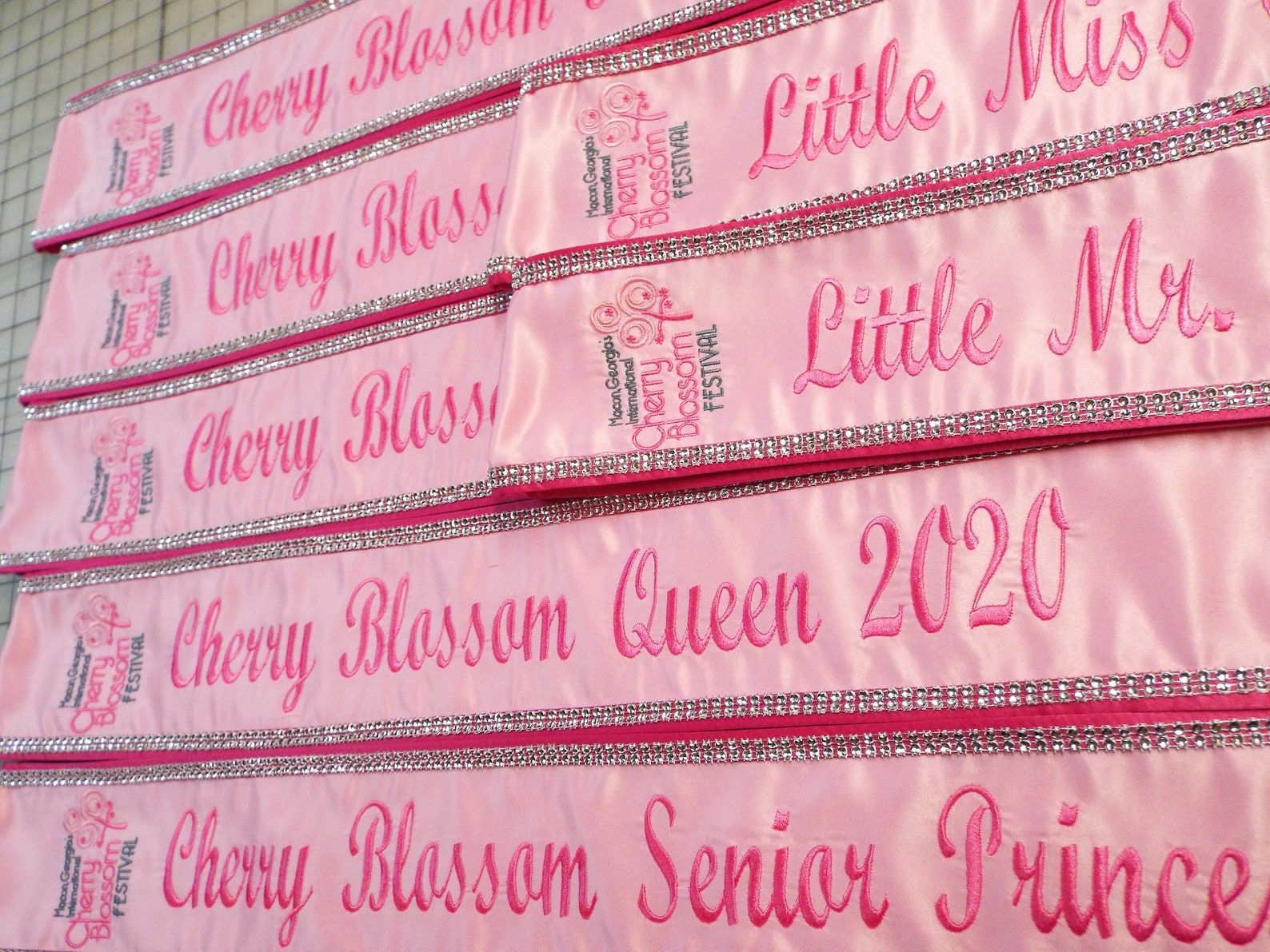 Pageant Sashes Pink Satin / Hot Pink Trim/ 16 Diamond | Etsy