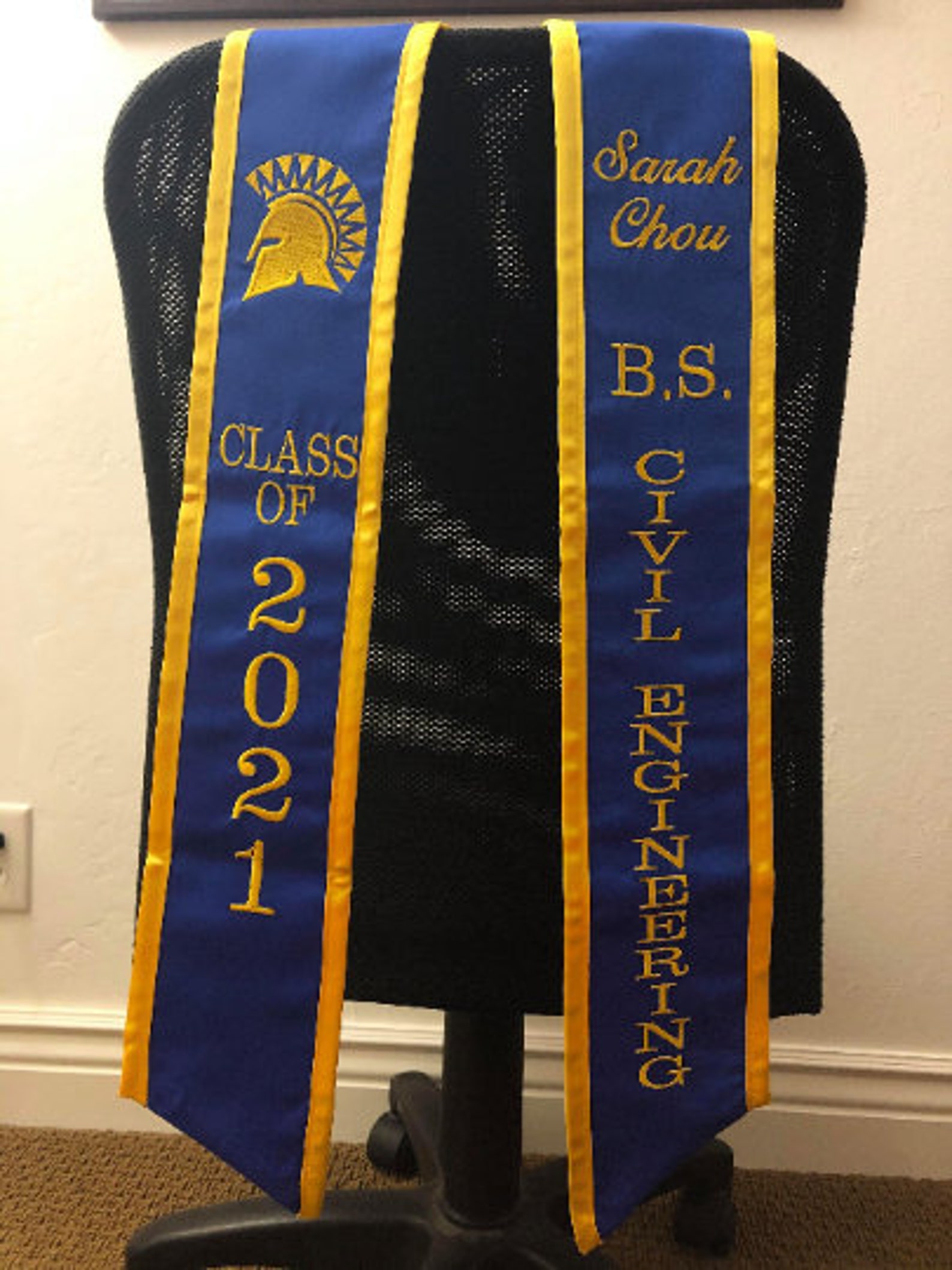 Graduation Stoles Slanted or Pointed/right Side SJSU Vertical - Etsy